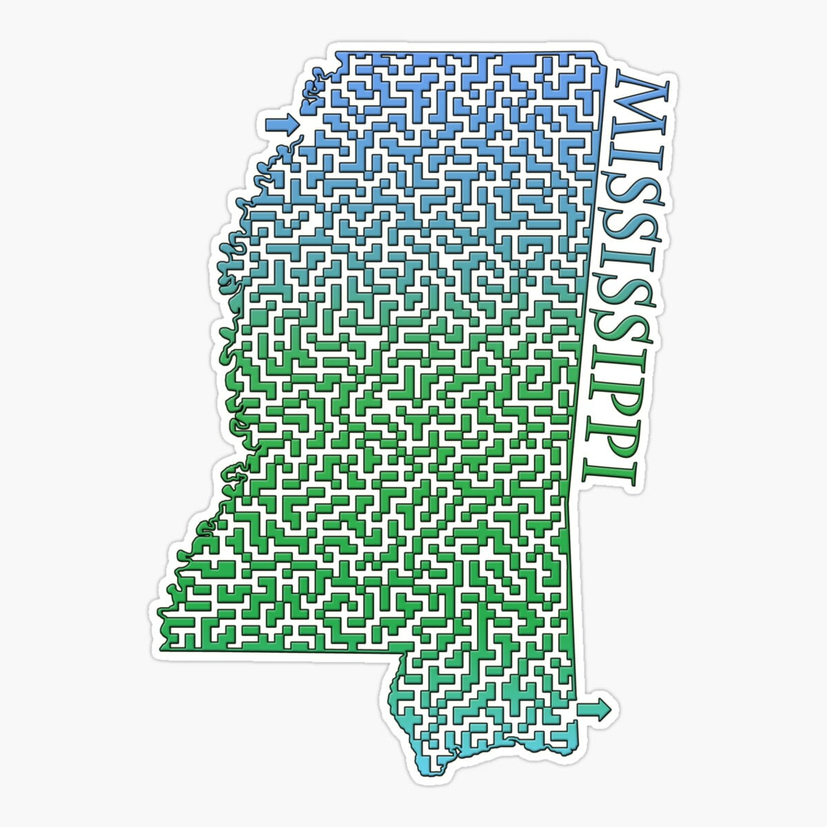 Maneki State O Mississippi Colorul Maze Sticker, Phone Decal Water ...