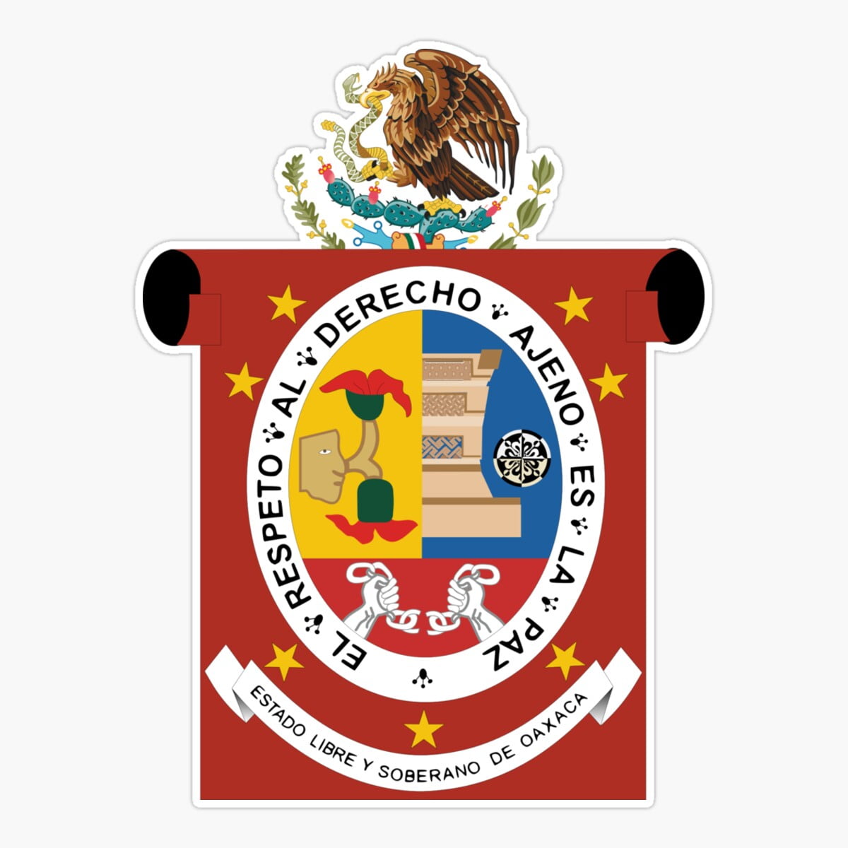 Maneki State O Oaxaca Coat O Arms, Mexico Sticker, Phone Decal Water ...
