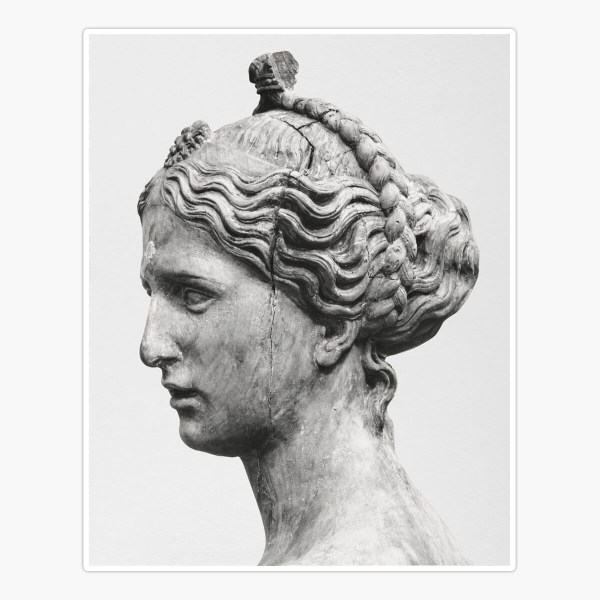 Maneki Statue Head Woman Greek Mythology Art Dark Academia Sticker, Phone Decal Water Bottle ...