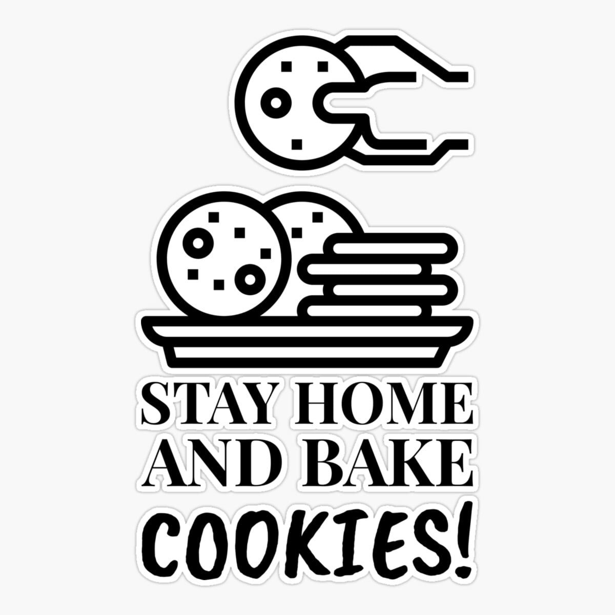 Maneki Stay Home And Bake Cookies Hand Held Sticker, Phone Decal Water ...