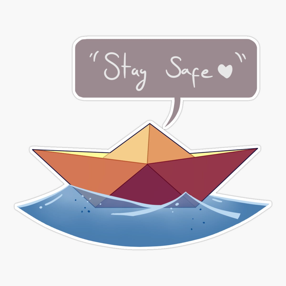Maneki Stay Safe Message Boat Sticker, Phone Decal Water Bottle ...