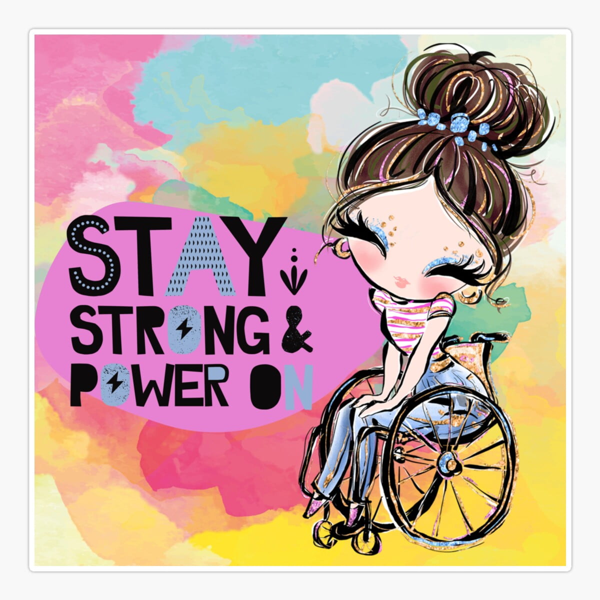 Maneki Stay Strong And Power On - Wheelchair Er, Phone Decal Water ...