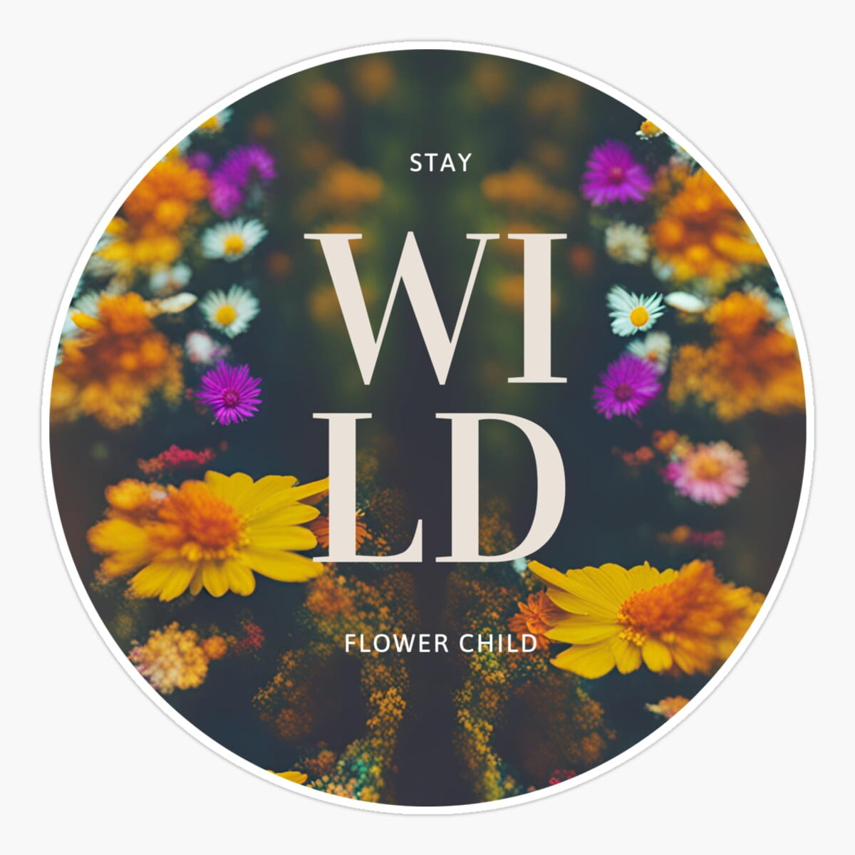 Maneki Stay Wild Flower Child Sticker, Phone Decal Water Bottle ...