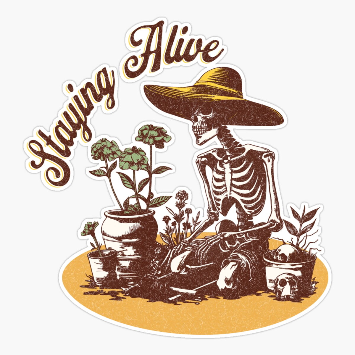 Maneki Staying Alive Skeleton Gardener Er, Phone Decal Water Bottle ...