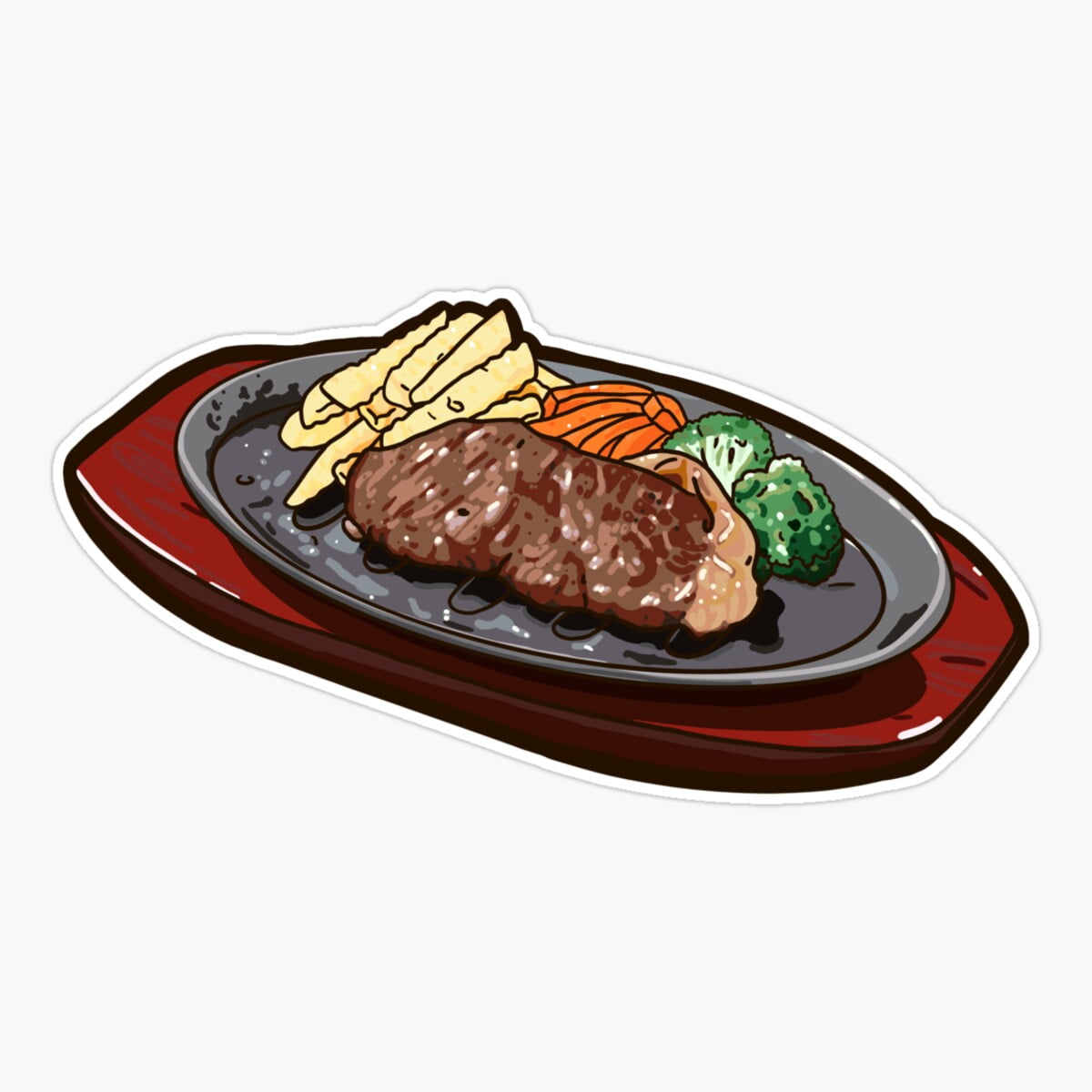 Maneki Steak On A Sizzling Plate Sticker, Phone Decal Water Bottle ...