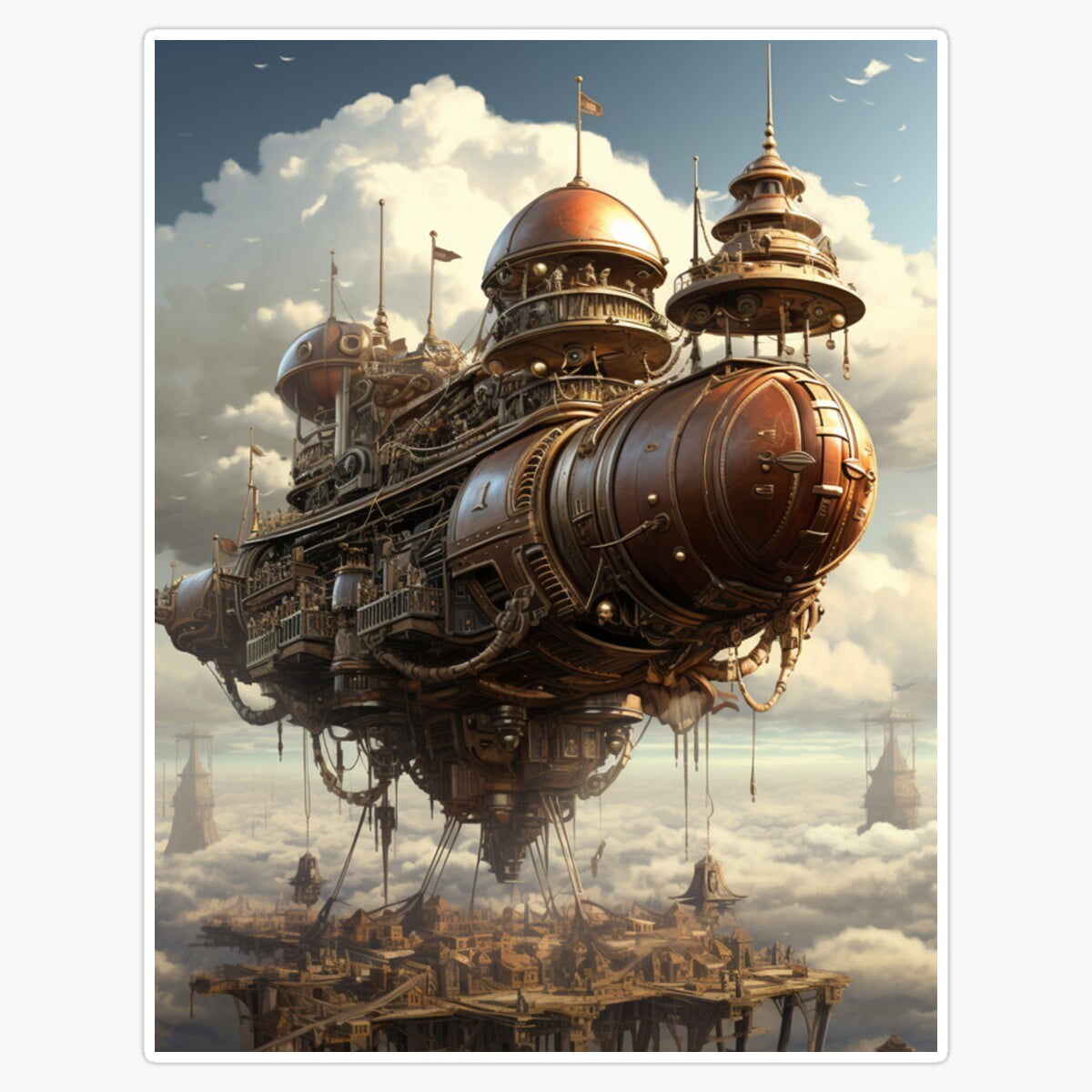 Maneki Steampunk Airships 03 Er, Phone Decal Water Bottle Stickers Car ...