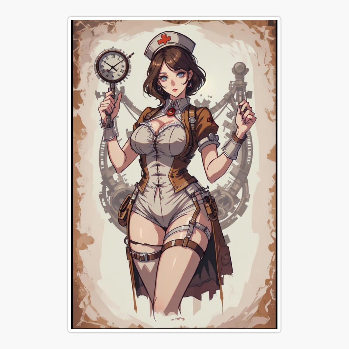 Maneki Steampunk Nurse Er, Phone Decal Water Bottle Stickers Car Decals, Funny Birthday Gift ...