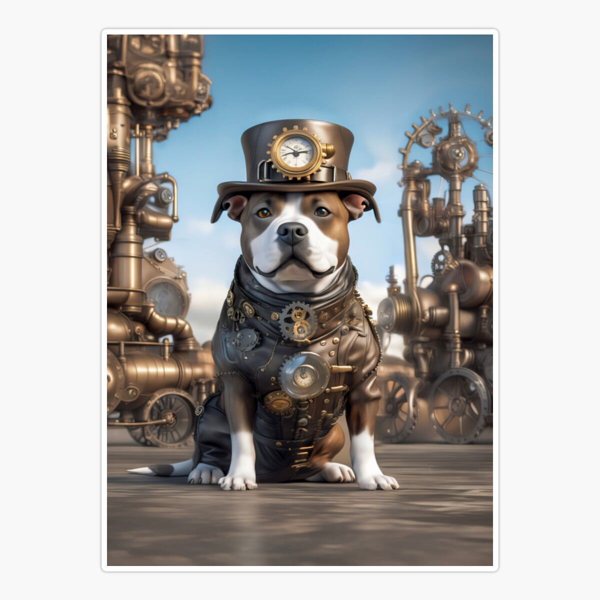 Maneki Steampunk Staffy #2 (Ai) Sticker, Phone Decal Water Bottle ...