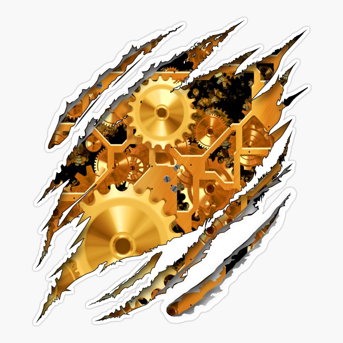 Maneki Steampunk Vintage Brass Clockwork Cogs And Wheels In Me Sticker ...