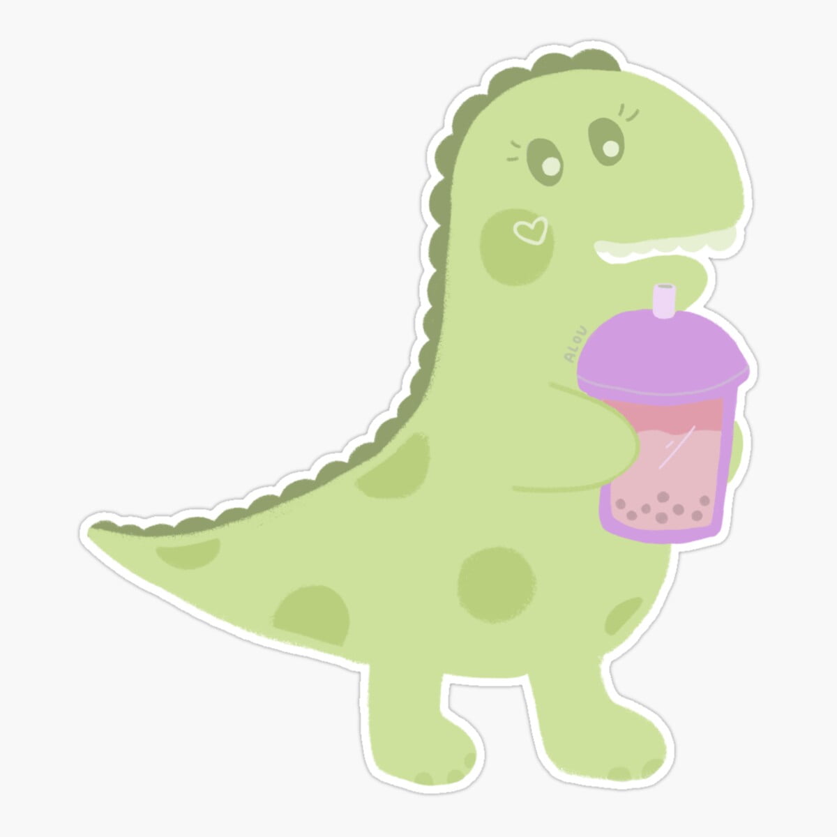 Maneki Stegosaurus Dino With Boba Er, Phone Decal Water Bottle Stickers ...