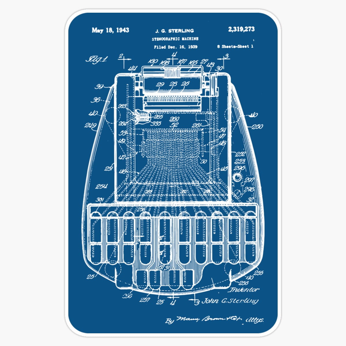 Maneki Stenographic Machine Patent , Stenographer Gift Idea, Stenotype ...