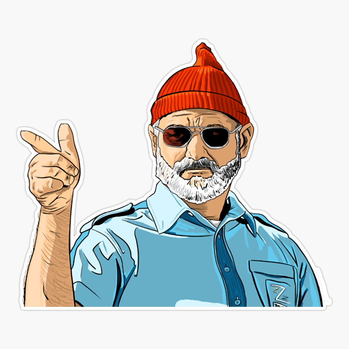 Maneki Steve Zissou Sticker, Phone Decal Water Bottle Stickers Car ...