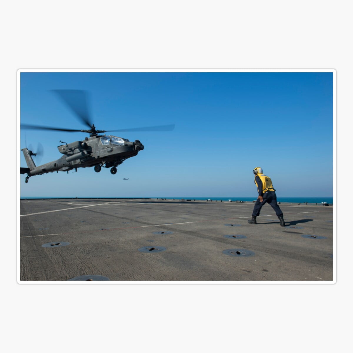 Maneki Stk109149M-Boatswain'S Mate Signals An Apache Helicopter On The ...