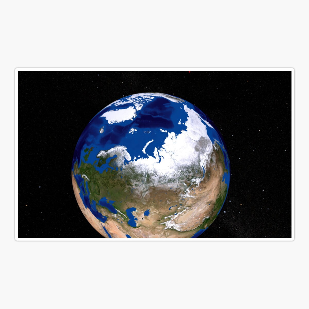Maneki Stk202327S-View O Earth Showing The Arctic Region. Sticker ...