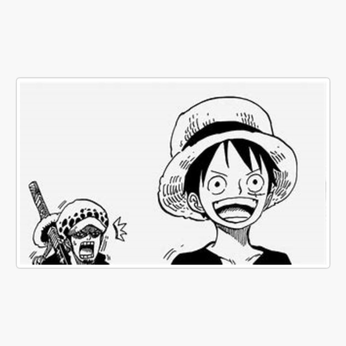 Maneki Straw Hat And Trafalgar In Black And White Er, Phone Decal Water ...