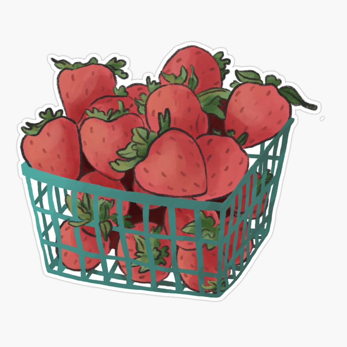 Maneki Strawberries In Basket Er, Phone Decal Water Bottle Stickers Car ...