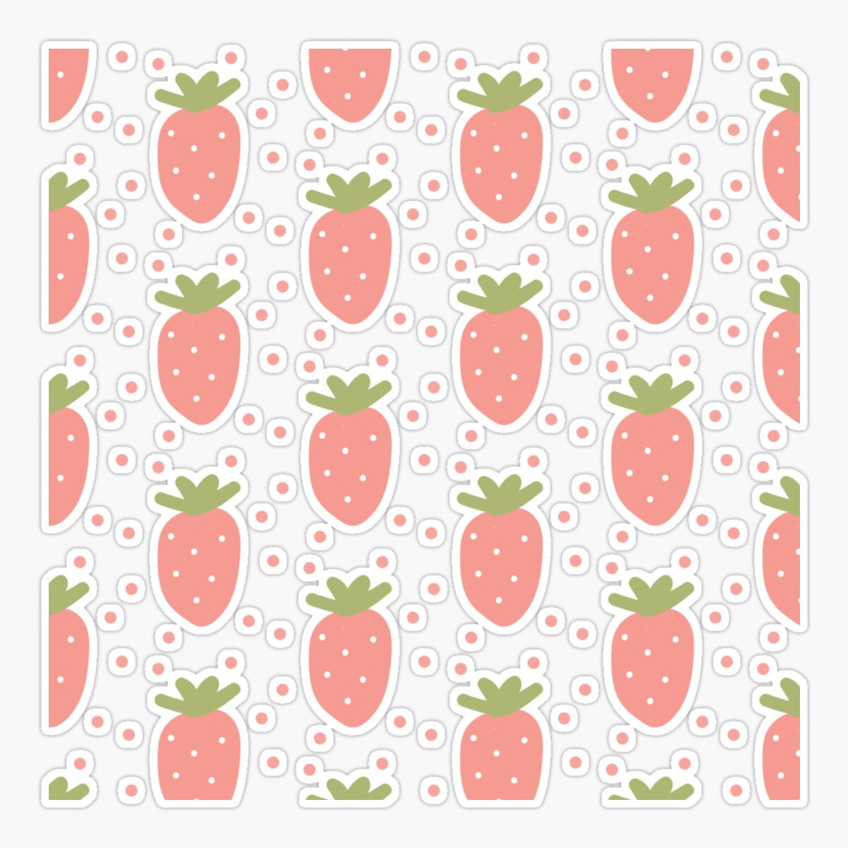 Maneki Strawberries Watercolor Ruits Pattern Sticker, Phone Decal Water ...