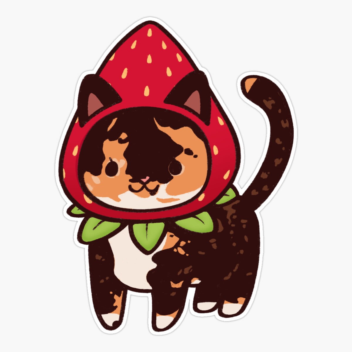 Maneki Strawberry Biscuit Cat! Sticker, Phone Decal Water Bottle ...