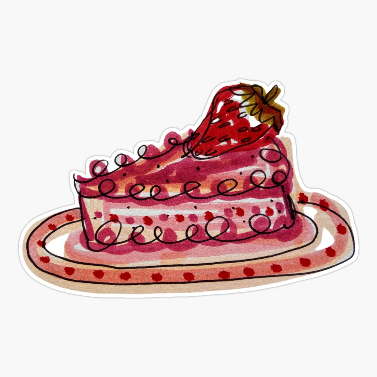 Maneki Strawberry Cake Sticker, Phone Decal Water Bottle Stickers Car ...