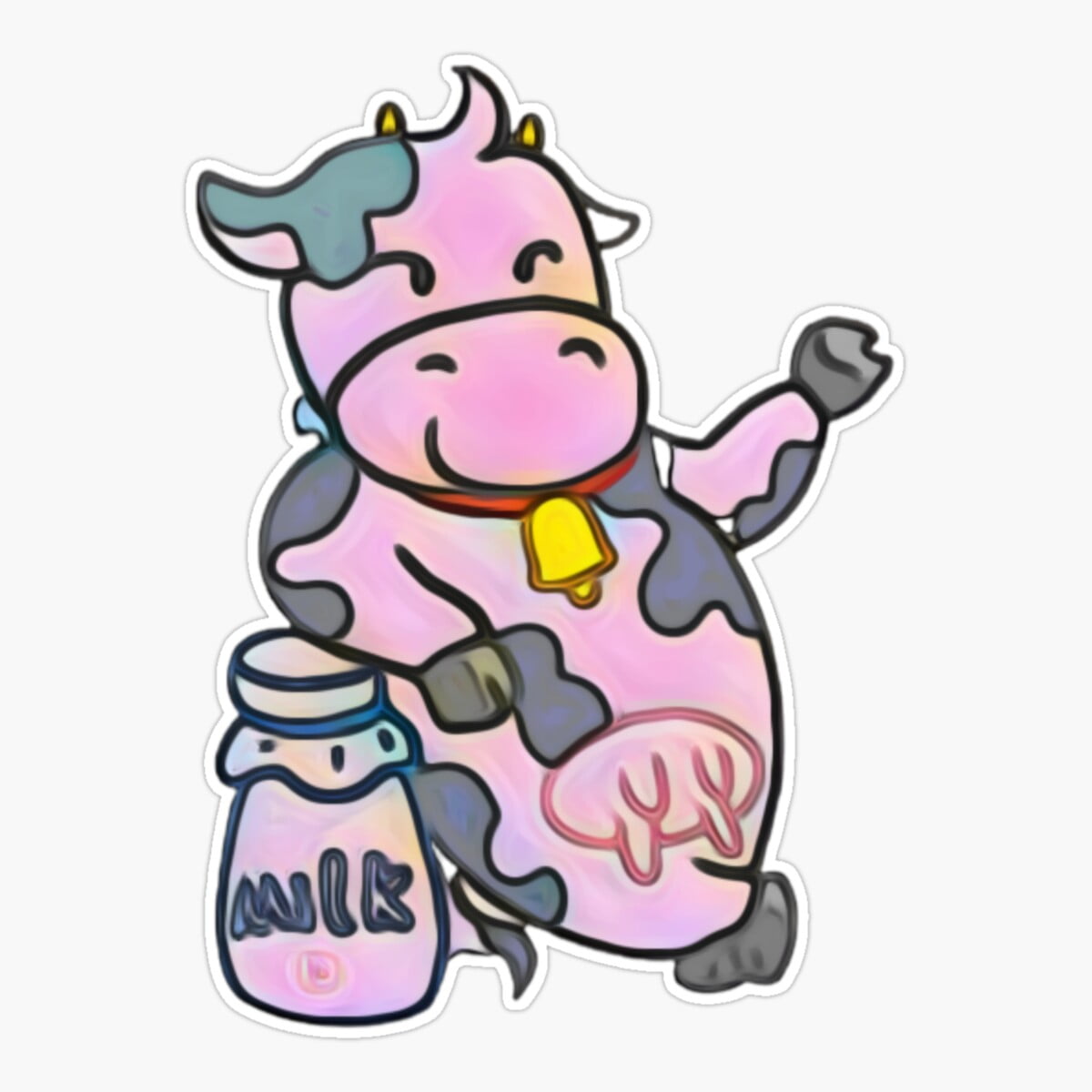 Maneki Strawberry Cow Character Costume Sticker, Phone Decal Water ...