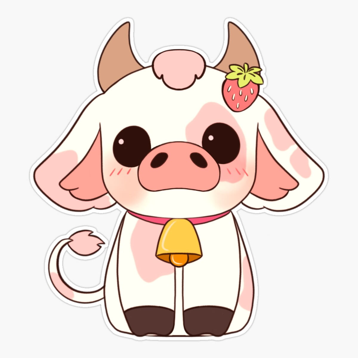 Maneki Strawberry Cow/Fruit Cow Er, Phone Decal Water Bottle Stickers ...