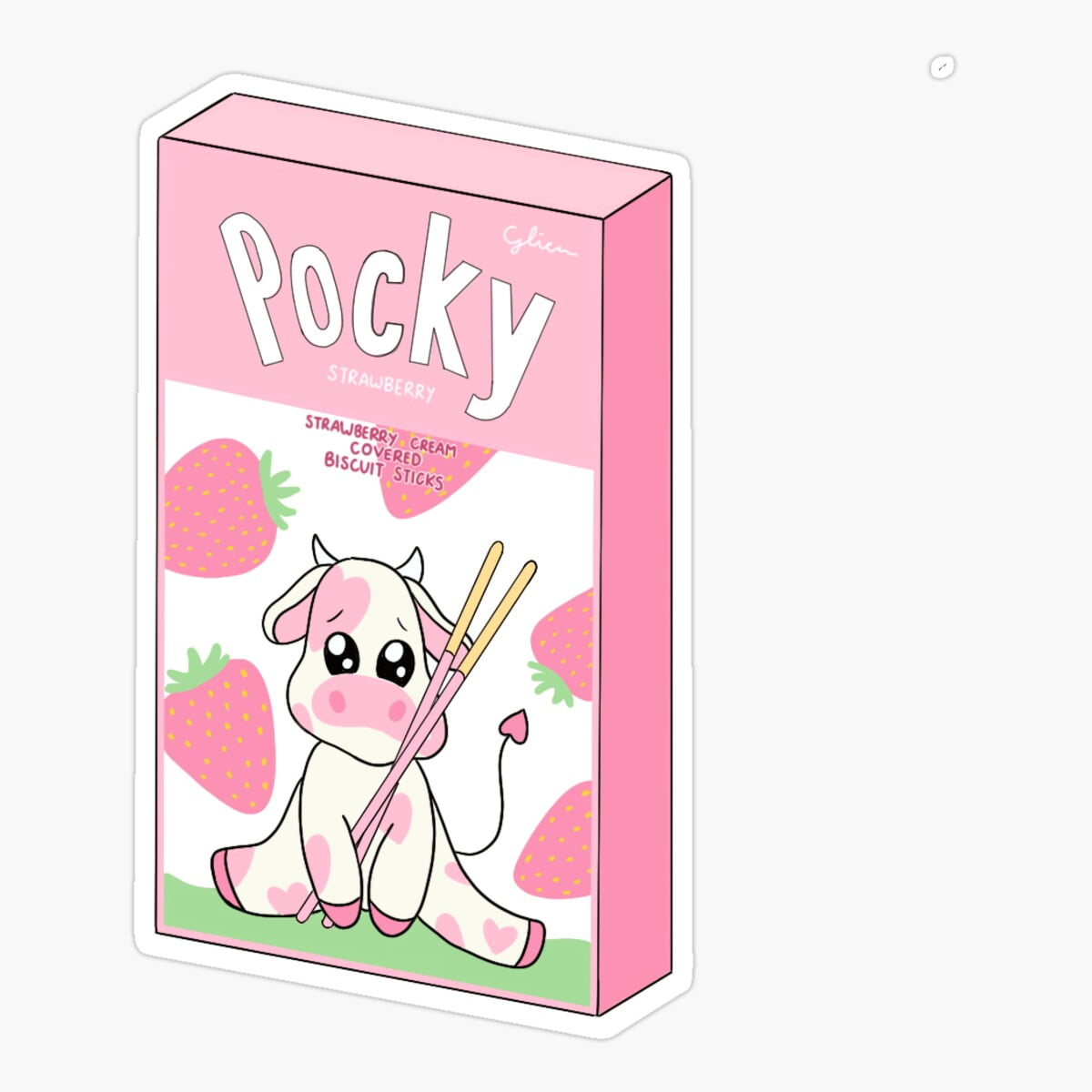 Maneki Strawberry Cow Pocky Sticker, Phone Decal Water Bottle Stickers ...