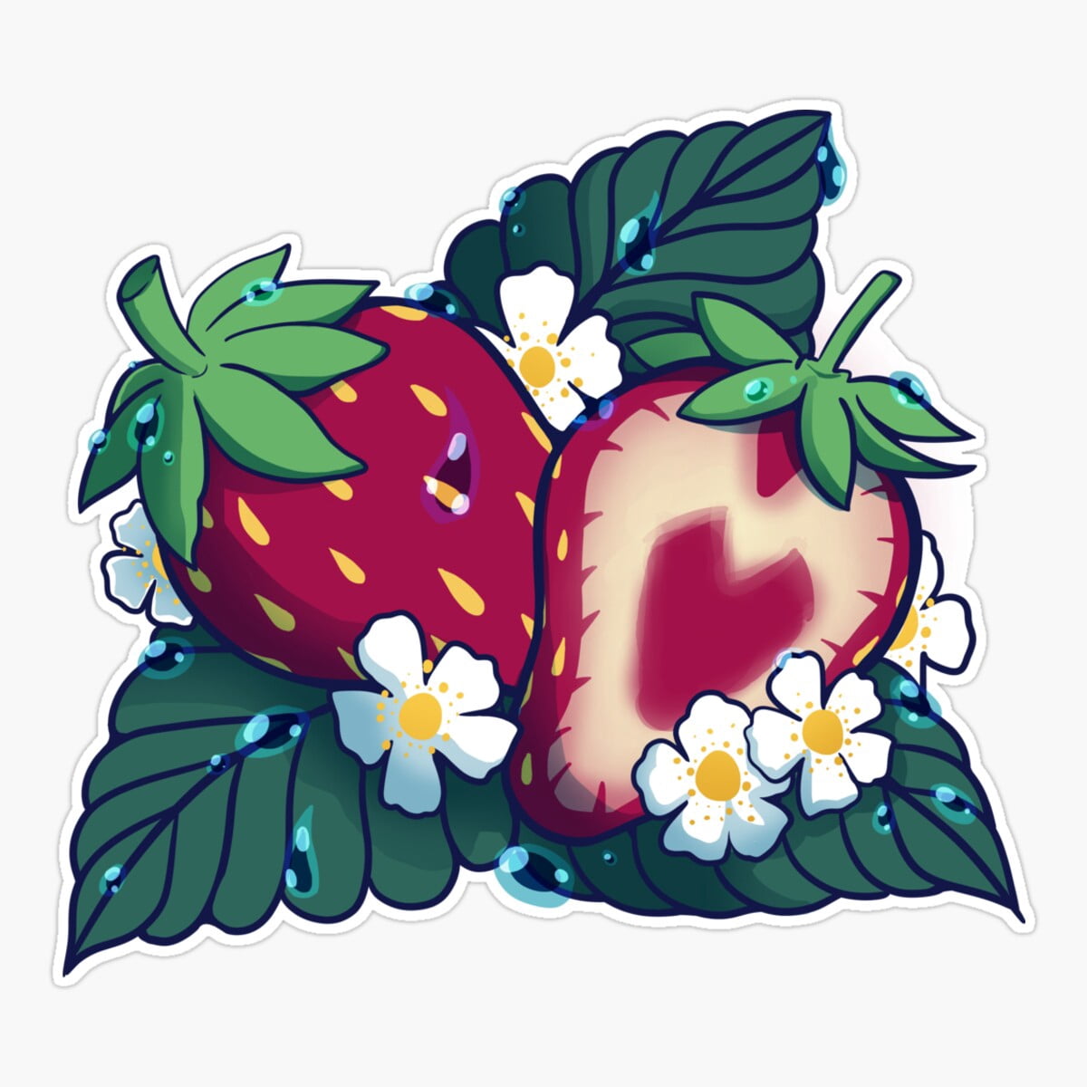 Maneki Strawberry Dew Sticker, Phone Decal Water Bottle Stickers Car ...