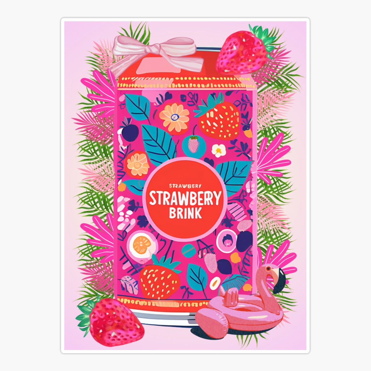 Maneki Strawberry Drink Sticker, Phone Decal Water Bottle Stickers Car ...