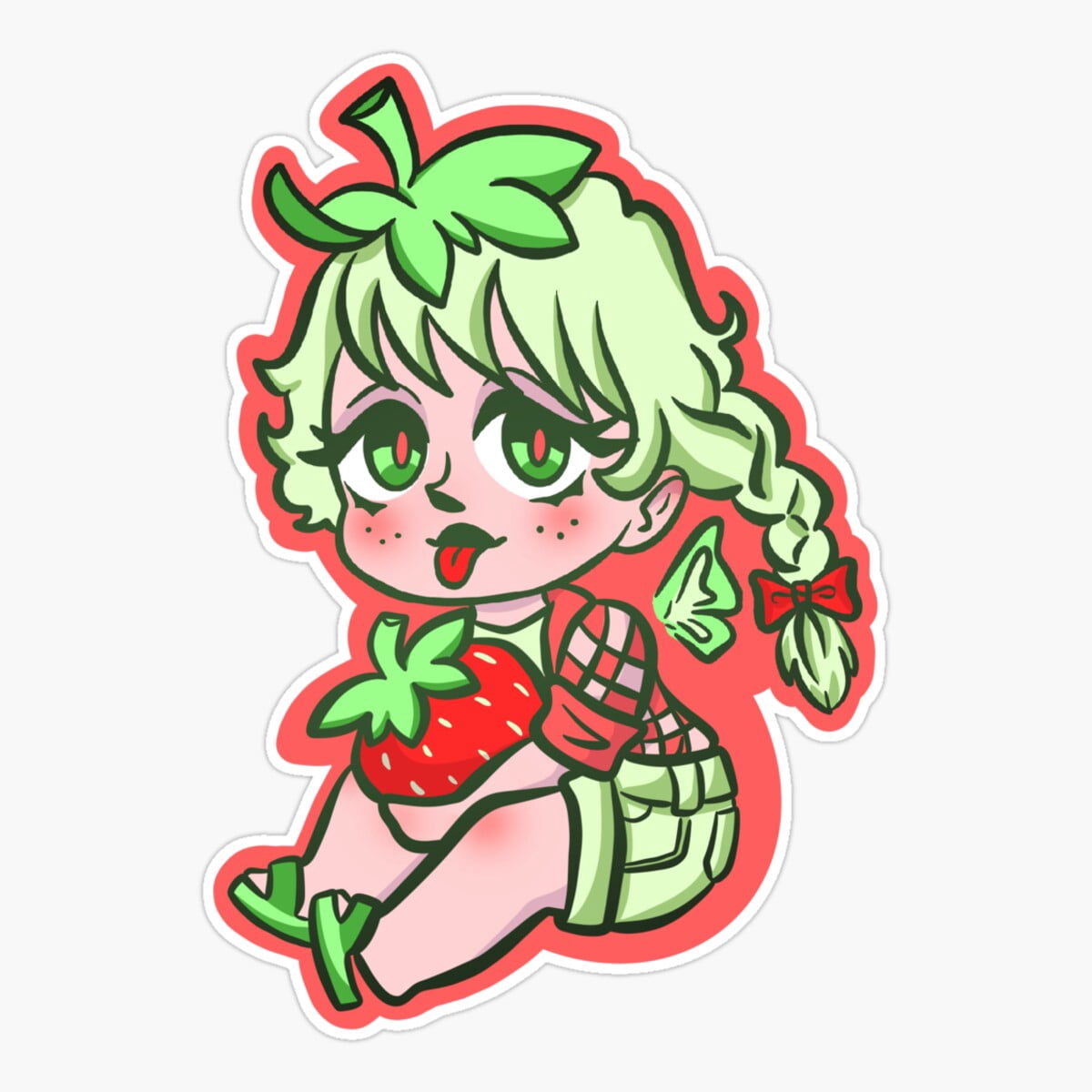 Maneki Strawberry Fairy Girl Sticker, Phone Decal Water Bottle Stickers ...