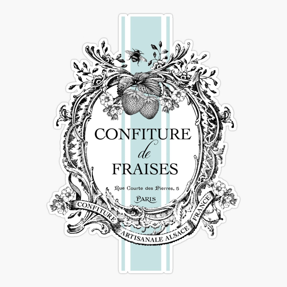 Maneki Strawberry Jam, Vintage Jam Label Sticker, Phone Decal Water ...