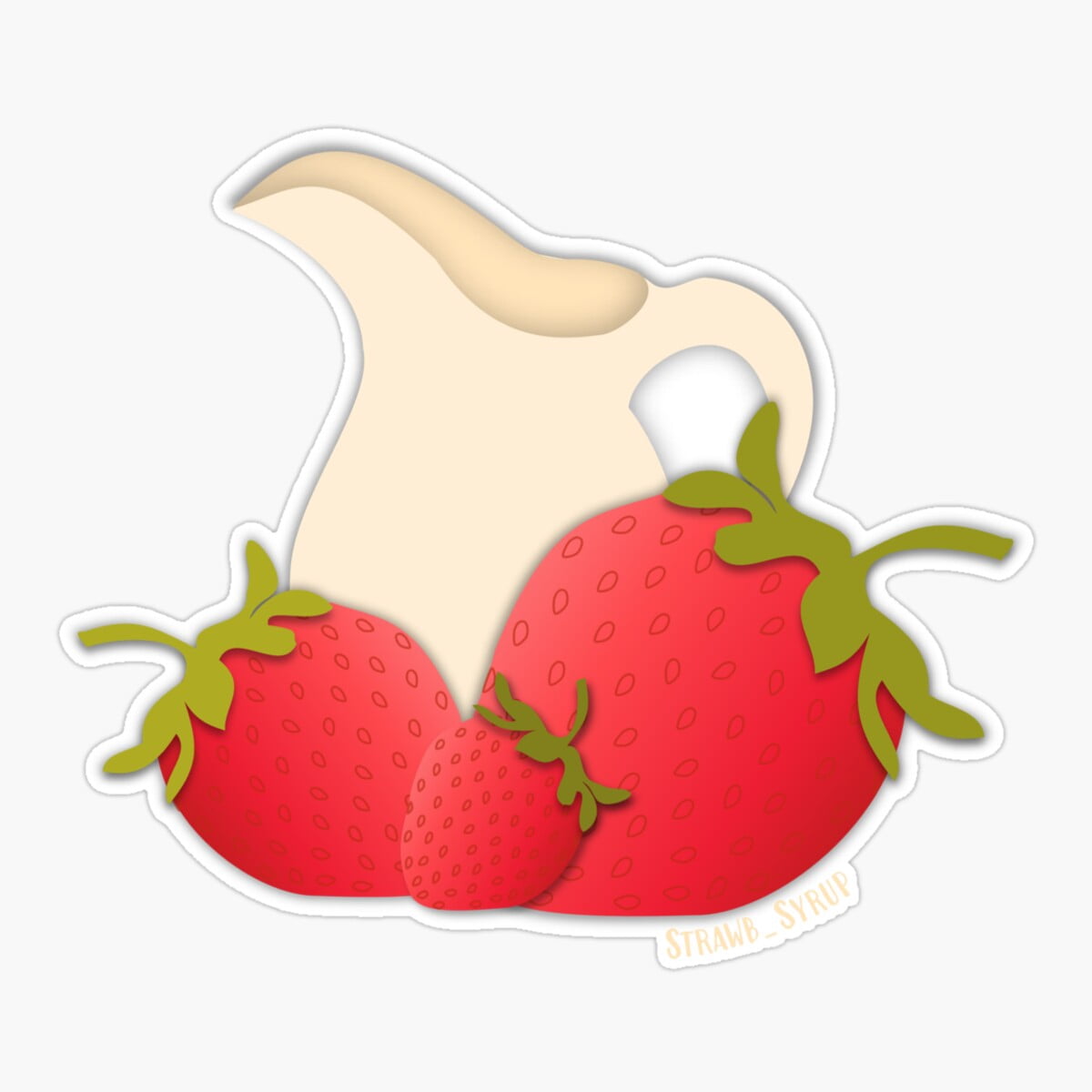 Maneki Strawberry Jug Sticker Sticker, Phone Decal Water Bottle ...