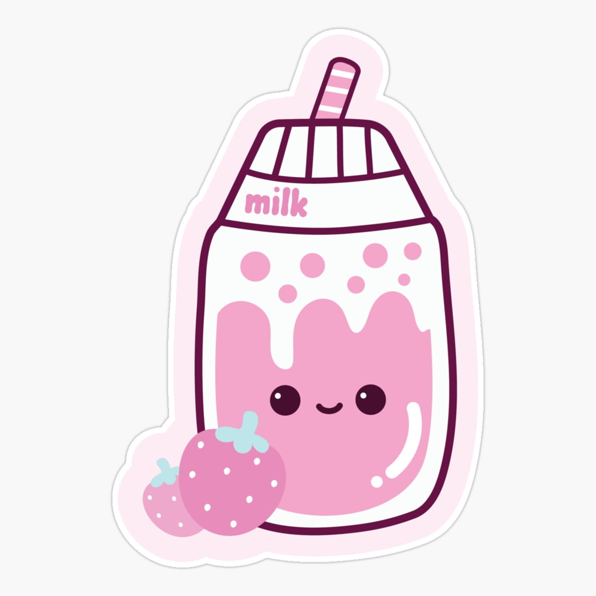 Maneki Strawberry Milk Container Er, Phone Decal Water Bottle Stickers ...