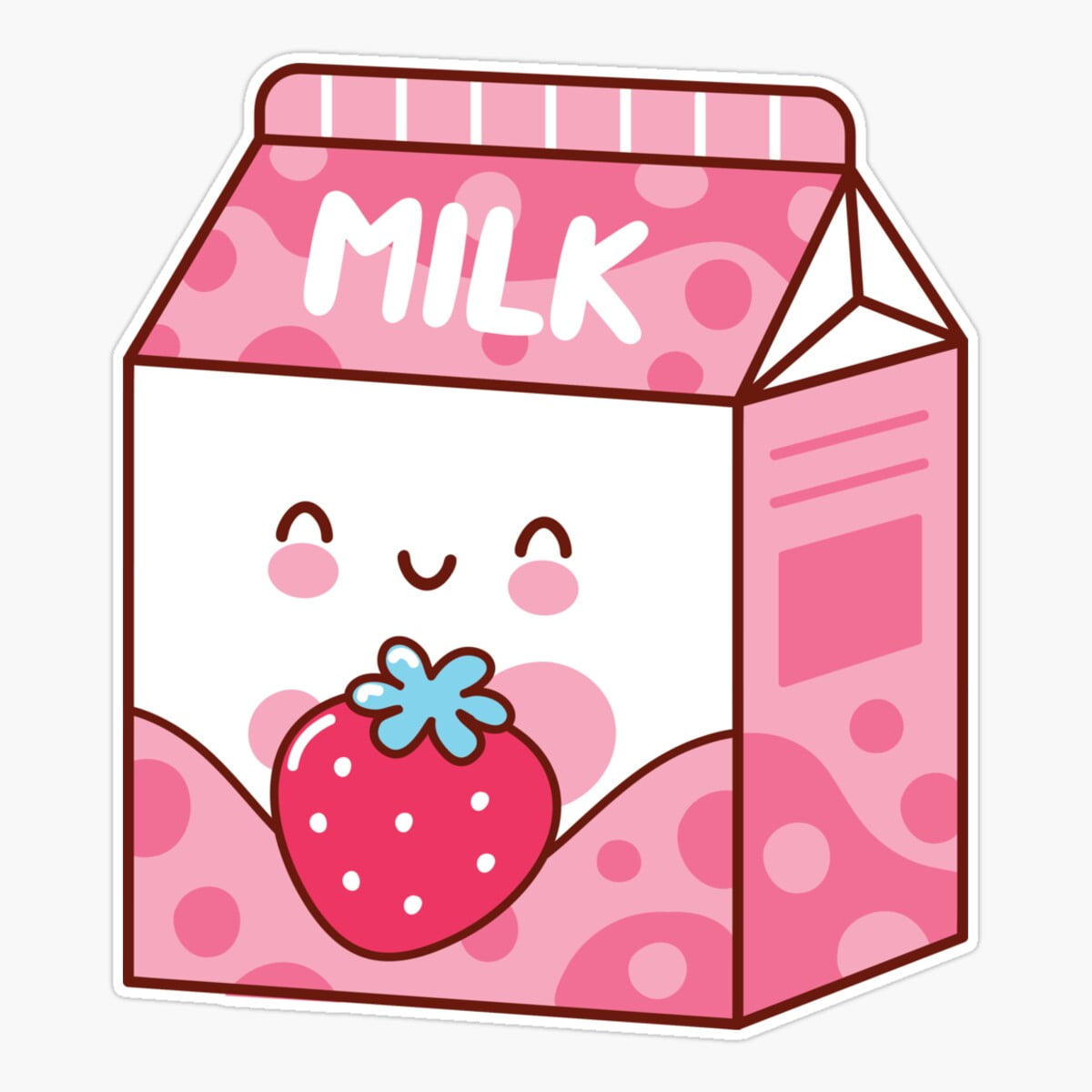 Maneki Strawberry Milk Drink Sticker, Phone Decal Water Bottle Stickers ...