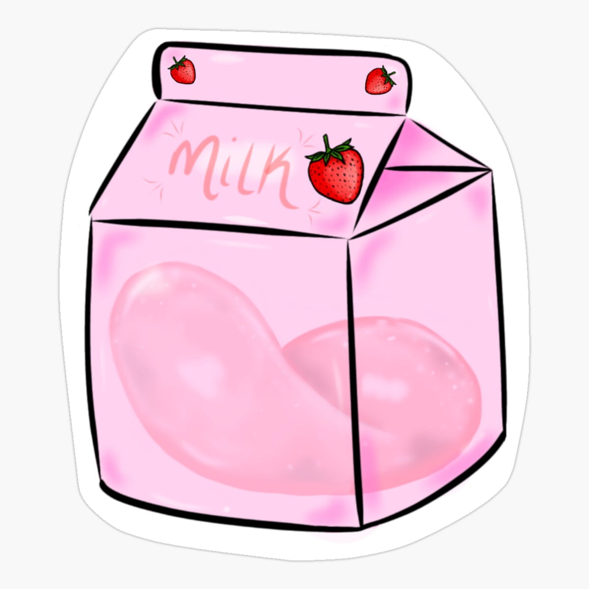 Maneki Strawberry Milk Sticker Sticker, Phone Decal Water Bottle ...