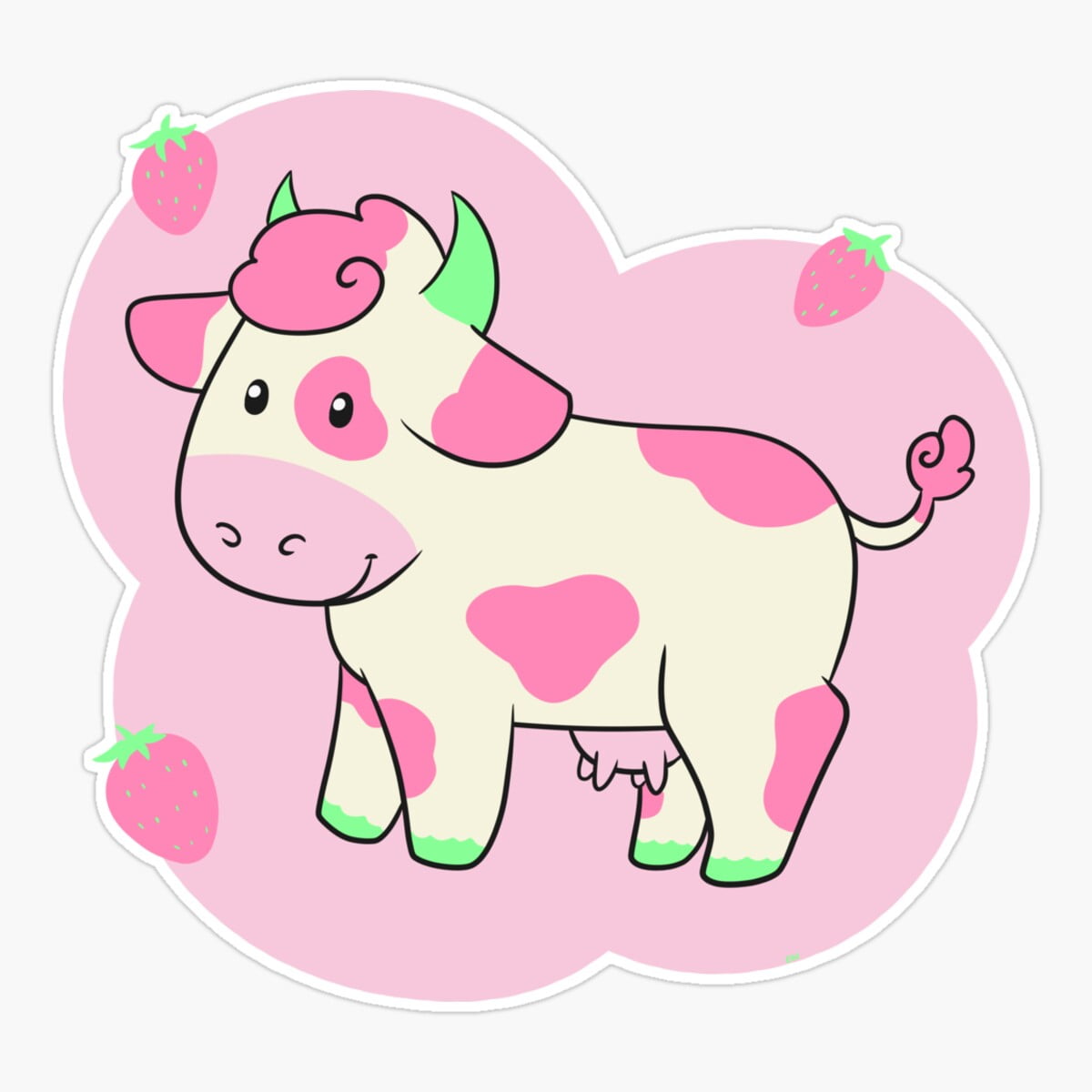 Maneki Strawberry Moo Er, Phone Decal Water Bottle Stickers Car Decals ...