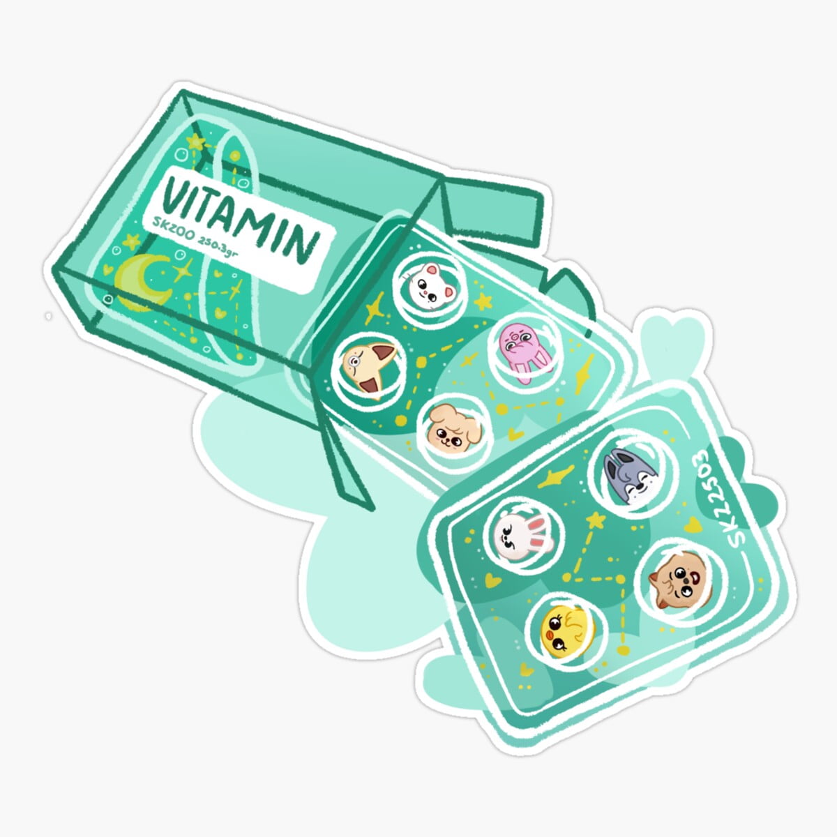 Maneki Stray Kids Skzoo Vitamin Sticker, Phone Decal Water Bottle ...