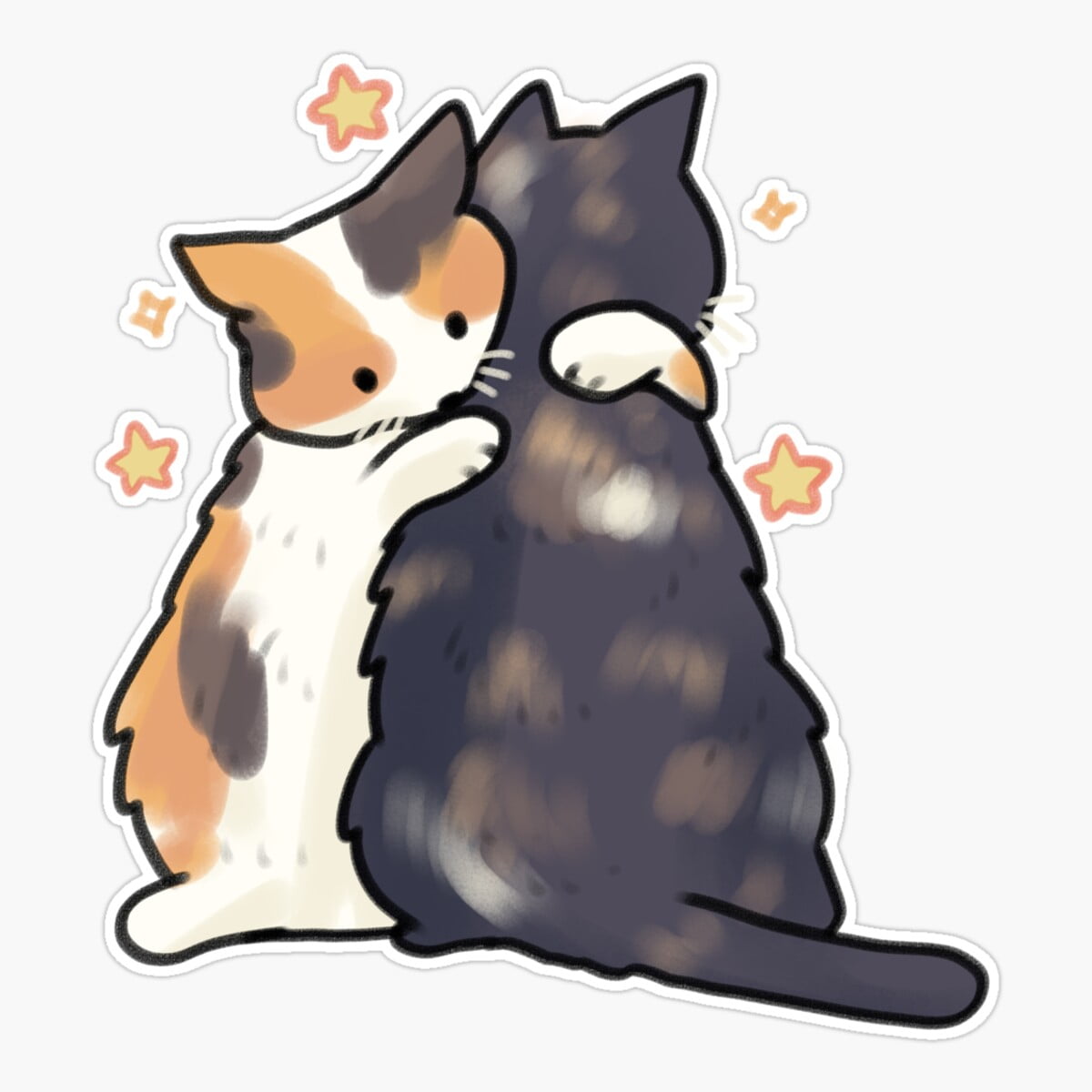 Maneki Street Cats Hug Sticker, Phone Decal Water Bottle Stickers Car ...