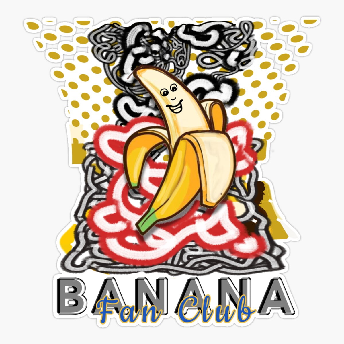 Maneki Street Ood Banana An Club. Sticker, Phone Decal Water Bottle ...
