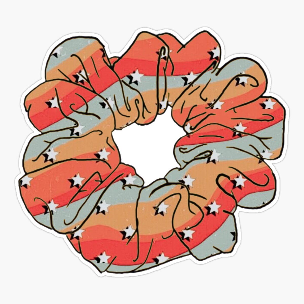 Maneki Stripe Star Scrunchie Sticker, Phone Decal Water Bottle Stickers ...