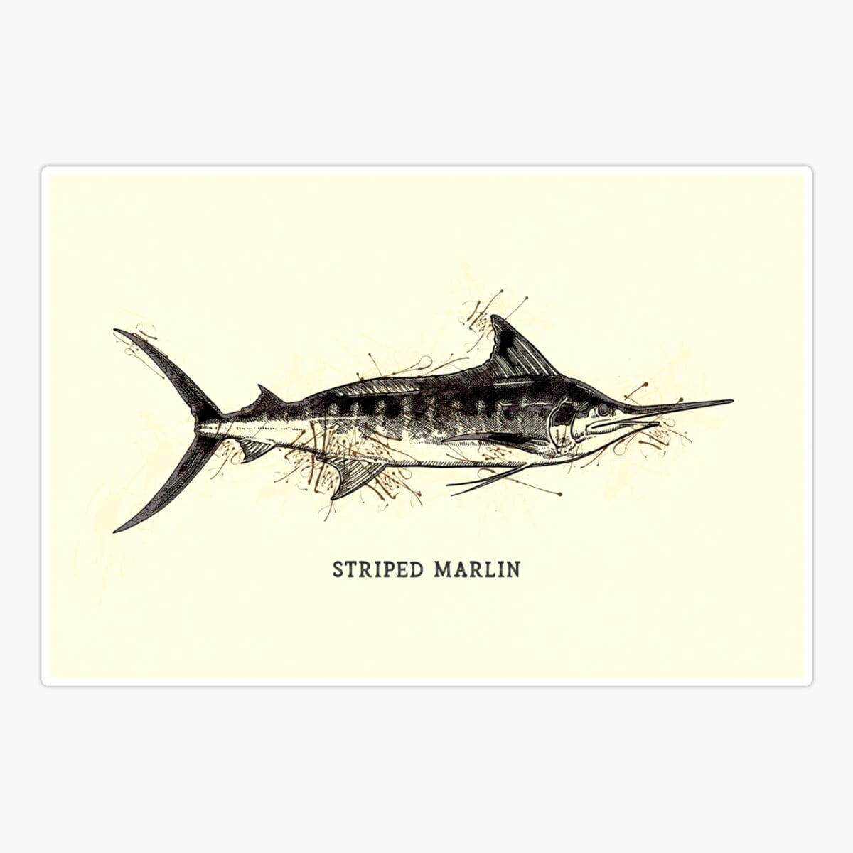 Maneki Striped Marlin Vintage Art Or The Ocean Lovers And Extreme ...