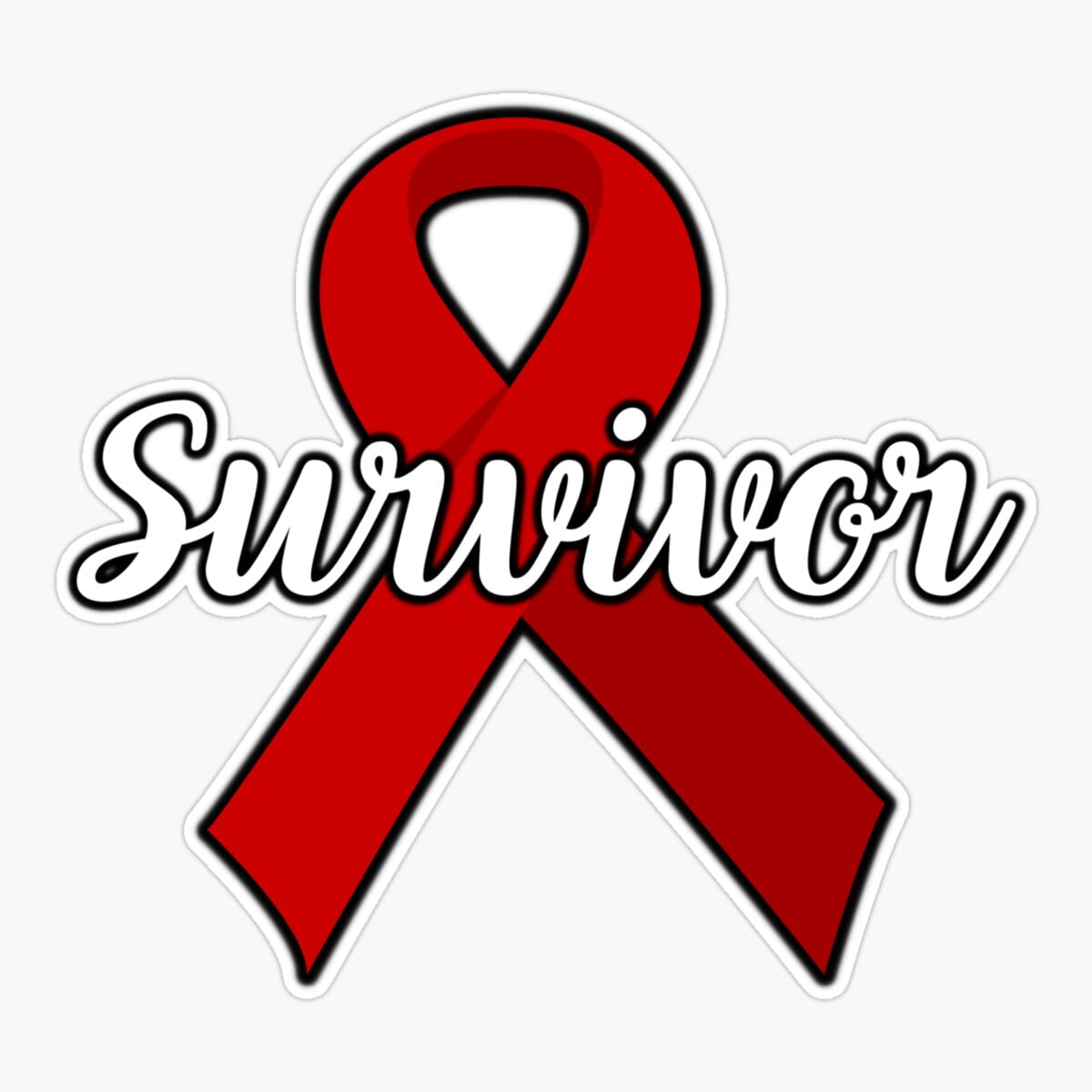 Maneki Stroke Survivor Red Ribbon - Stroke Awareness Er, Phone Decal ...