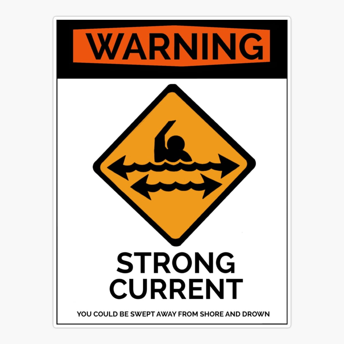 Maneki Strong Current Warning Sign Sticker, Phone Decal Water Bottle ...