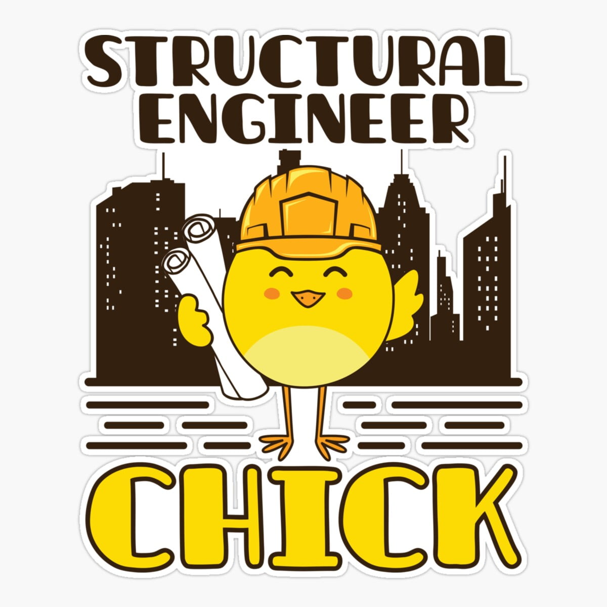Maneki Structural Engineer Chick Er, Phone Decal Water Bottle Stickers Car Decals, Funny ...