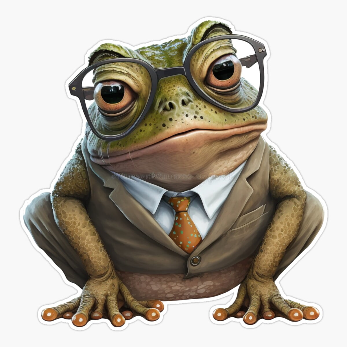 Maneki Studious Toad Posing Cute Sticker, Phone Decal Water Bottle ...