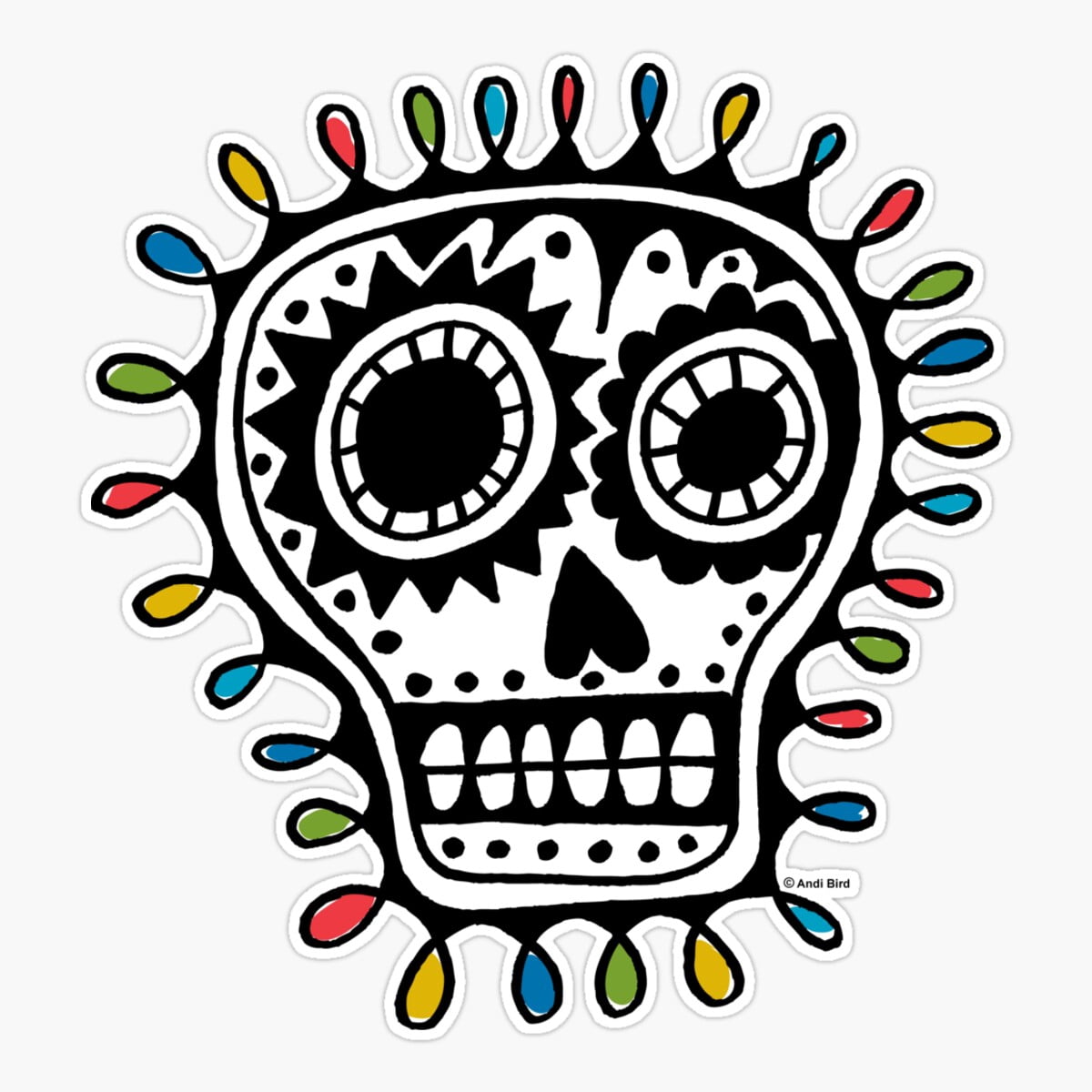 Maneki Sugar Skull - Sharpie Er, Phone Decal Water Bottle Stickers Car ...