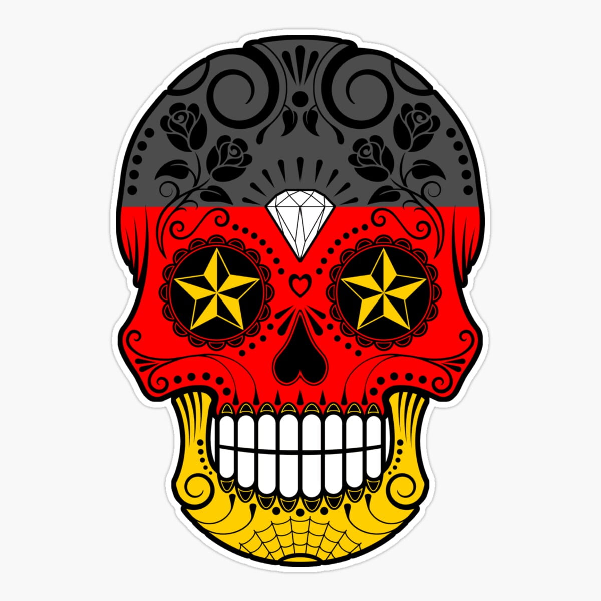 Maneki Sugar Skull With Roses And Lag O Germany Er, Phone Decal Water ...