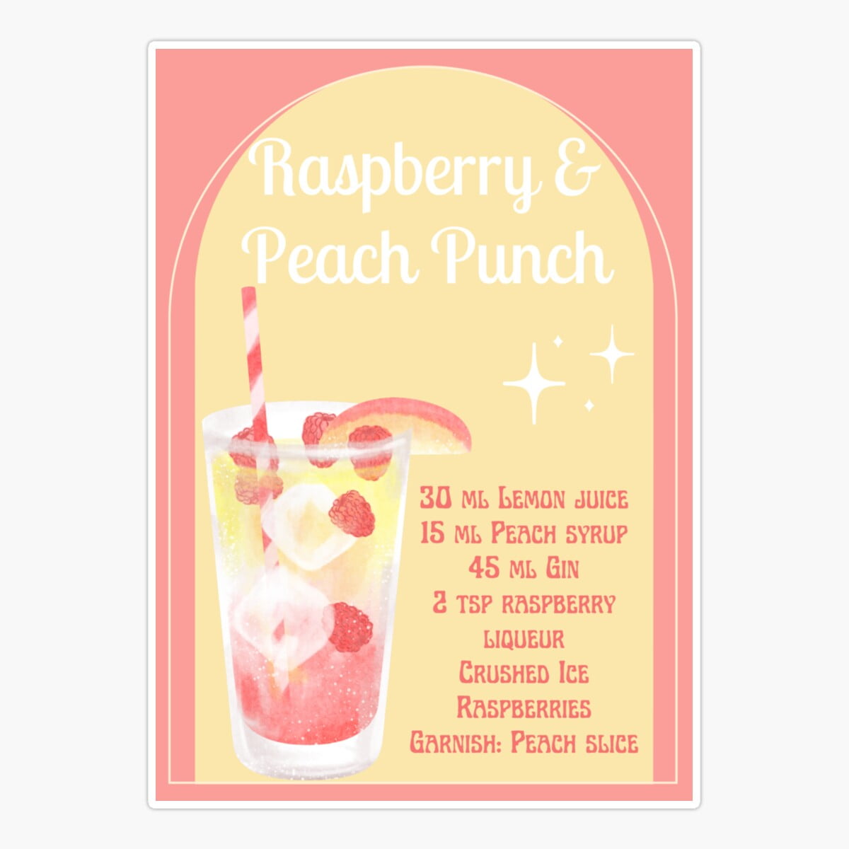 Maneki Summer Cocktail Recipe Print Sticker, Phone Decal Water Bottle ...