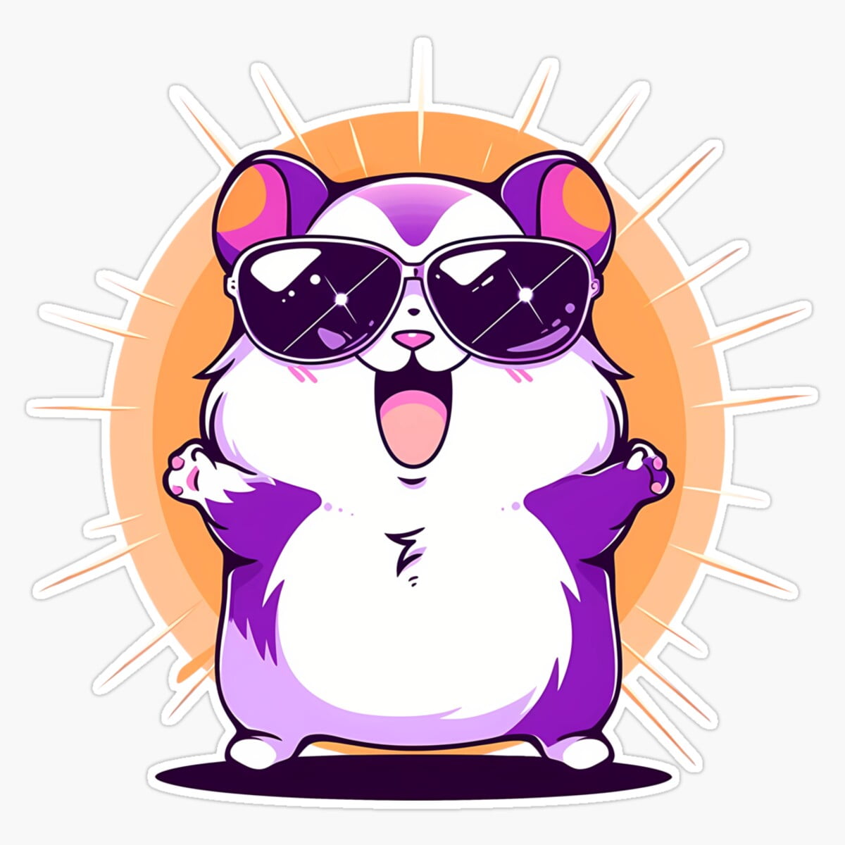 Maneki Summer Party Cute Hamster In Sunglasses Er, Phone Decal Water ...