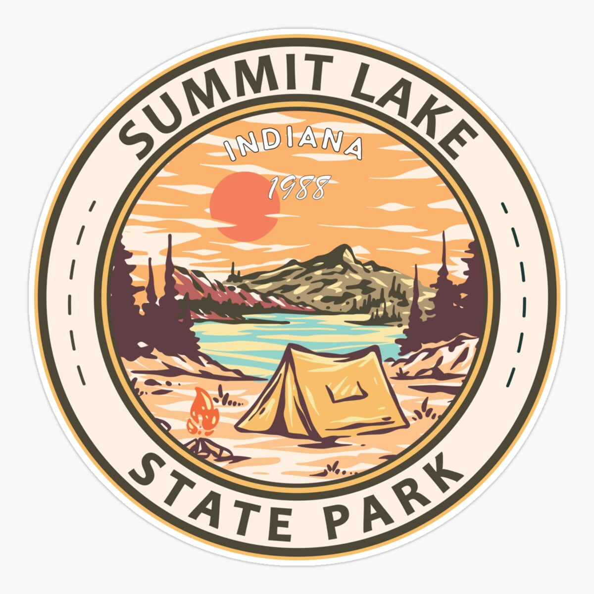 Maneki Summit Lake Indiana Vintage Emblem Er, Phone Decal Water Bottle ...