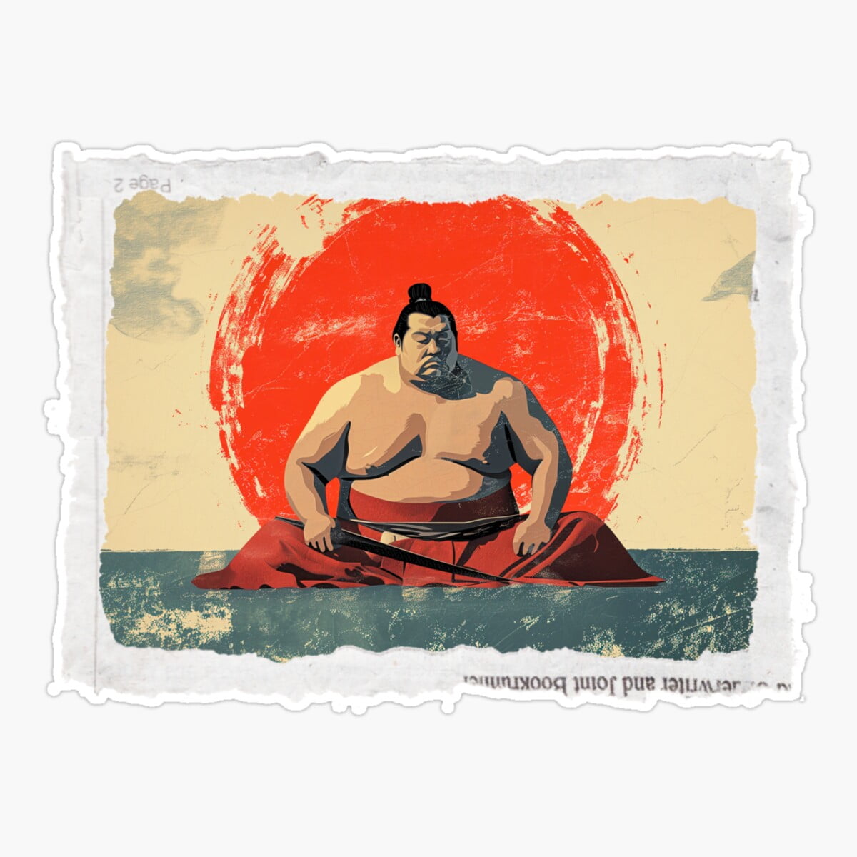 Maneki Sumo Wrestler Japanese Artwork Sticker, Phone Decal Water Bottle ...